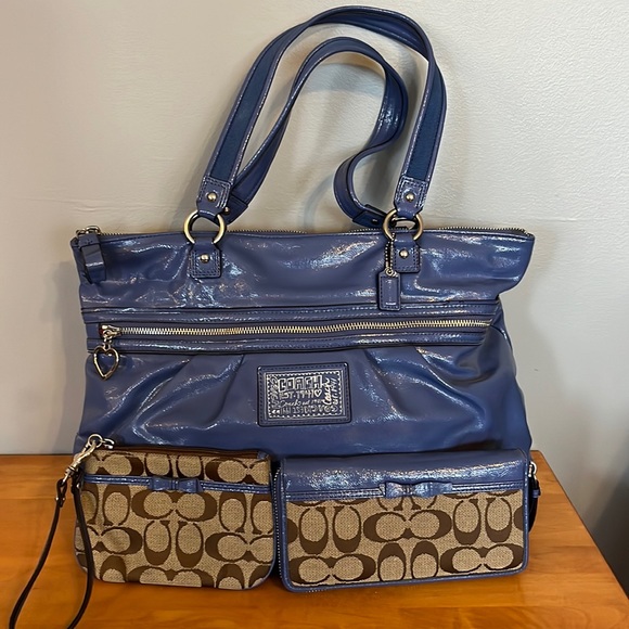 Coach | Bags | Coach Leather Shoulder Bag In Periwinkle With Matching ...
